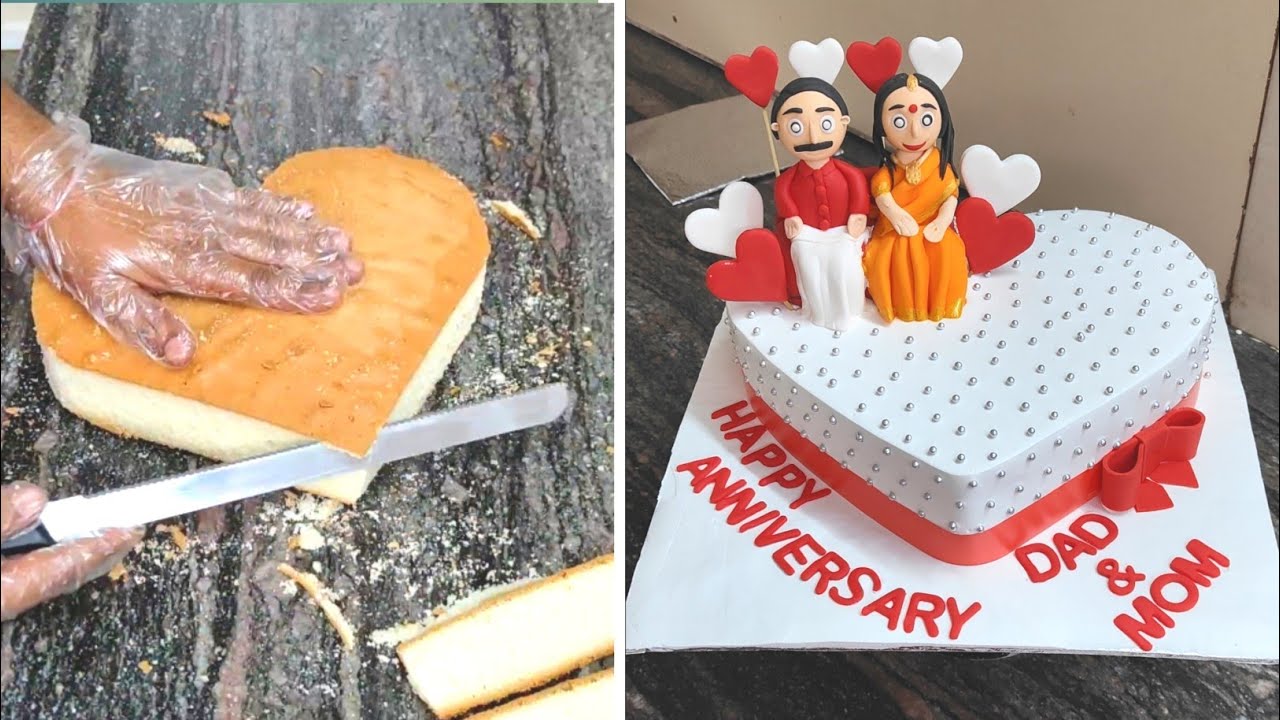 Mom Dad Wedding Anniversary Cake | Fondant Mom Dad Couple Topper ...