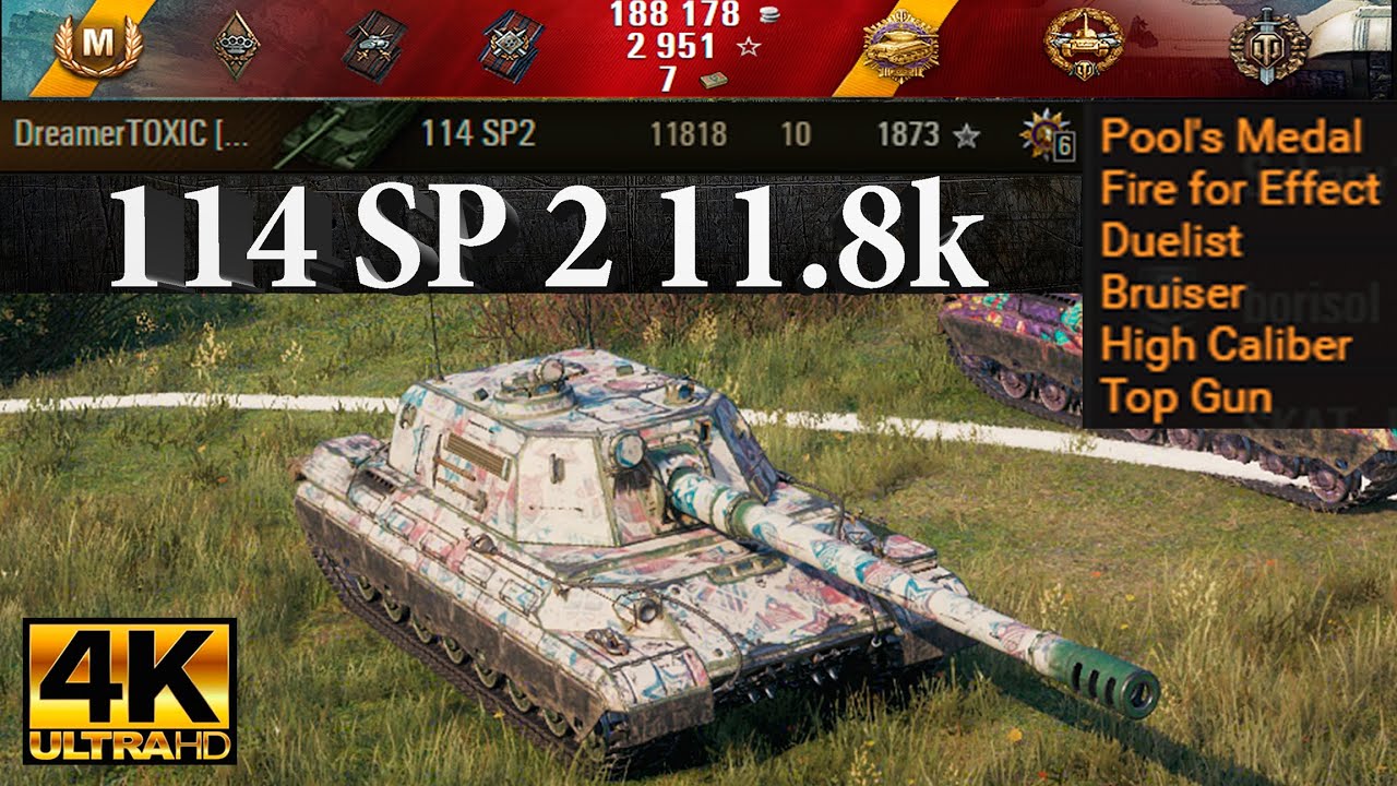 114 SP2 video in Ultra HD 4K🔝 11818 dmg, 10 kills, 1873 exp, Pool's 🔝 ...