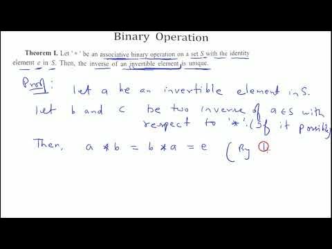 Let'*' be an associative binary operation on a set S with the identity element e in S. Then, the ...