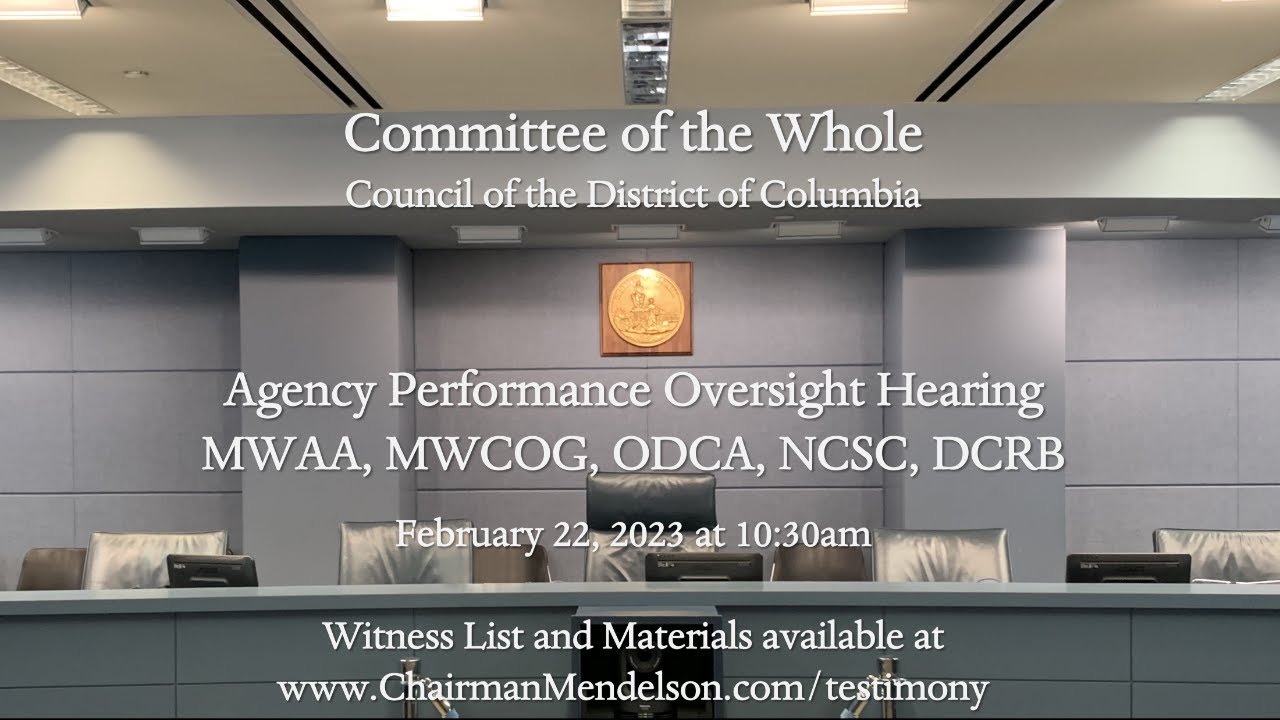 Agency Oversight (MWAA, MWCOG, ODCA, NCSC, DCRB) - YouTube
