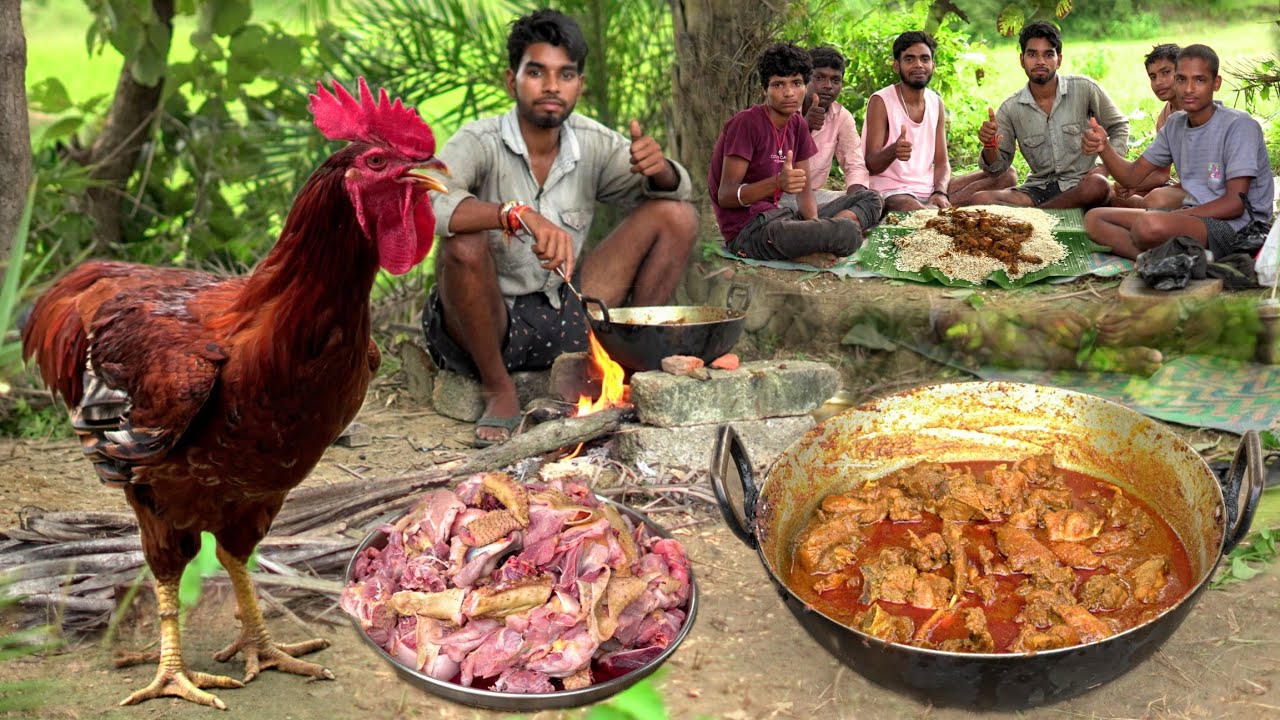 Jungle Cooking Country Chicken recipe in tribal eating | delicious desi ...