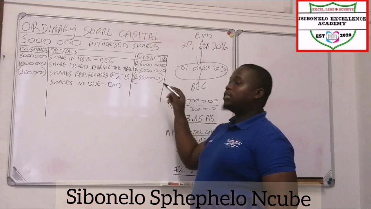 Grade 12 Accounting: Balance sheet notes (Ordinary share capital ...