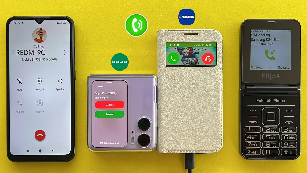 Incoming & Outgoing Call / Samsung Flip 4 Calling Samsung S4, Xiaomi 9C ...