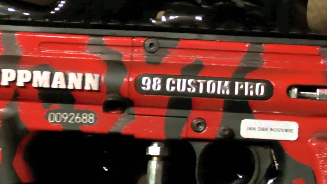 Tippmann 98 custom Pro Platinum ACT with E-grip red tiger - YouTube