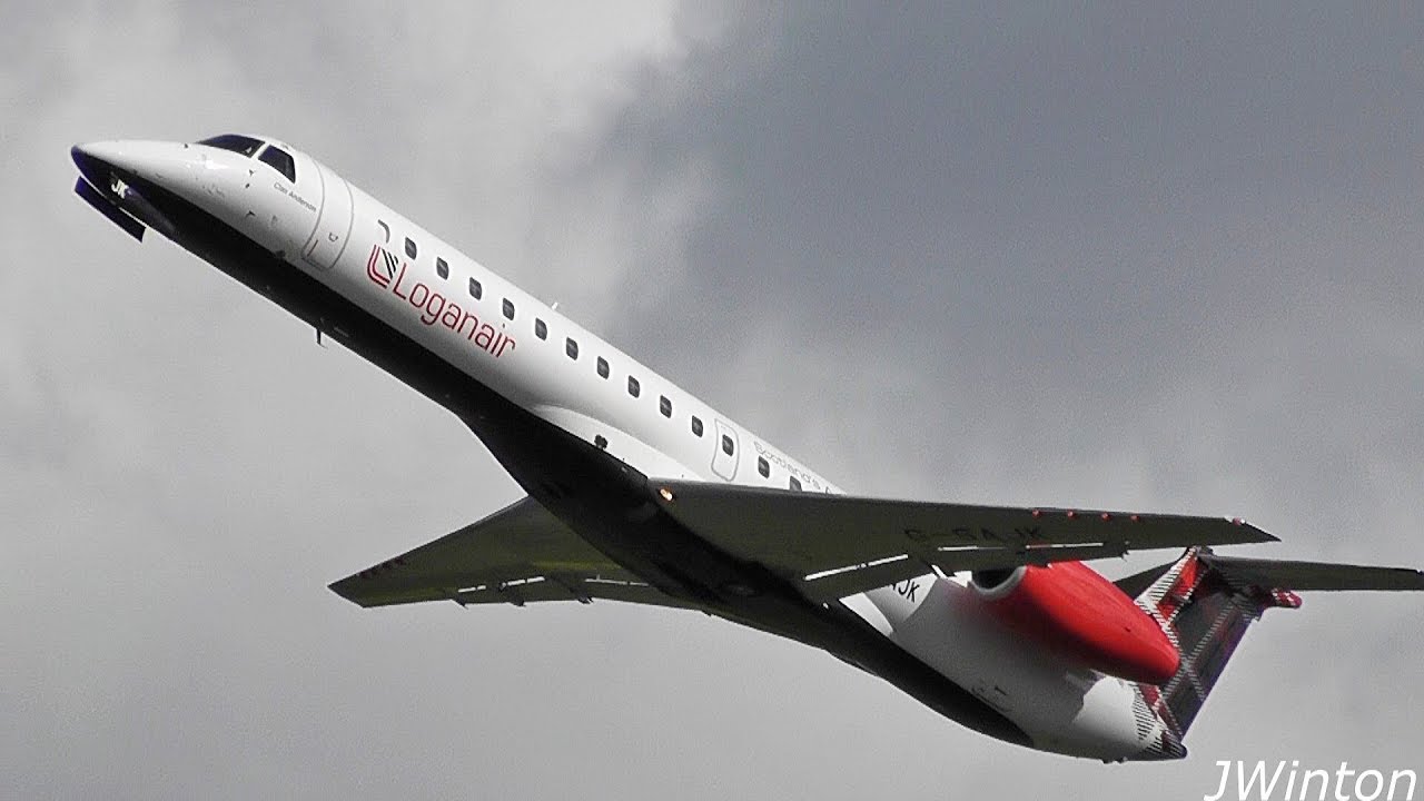 Loganair E145 G-SAJK Inaugural flights at Edinburgh Airport *CLAN ANDERSON* - YouTube