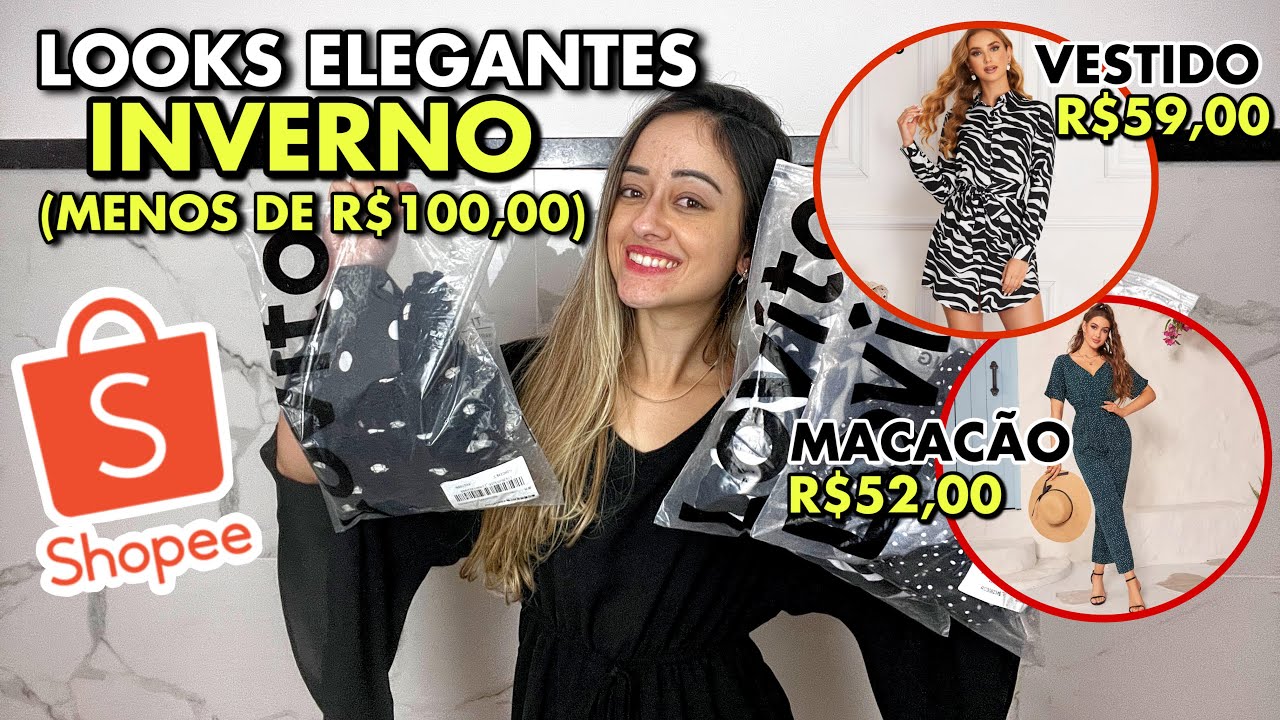 SHOPEE LOOKS INVERNO (VESTIDOS, MACACÃO) ROUPAS SHOPEE COMPRAS SHOPEE ...