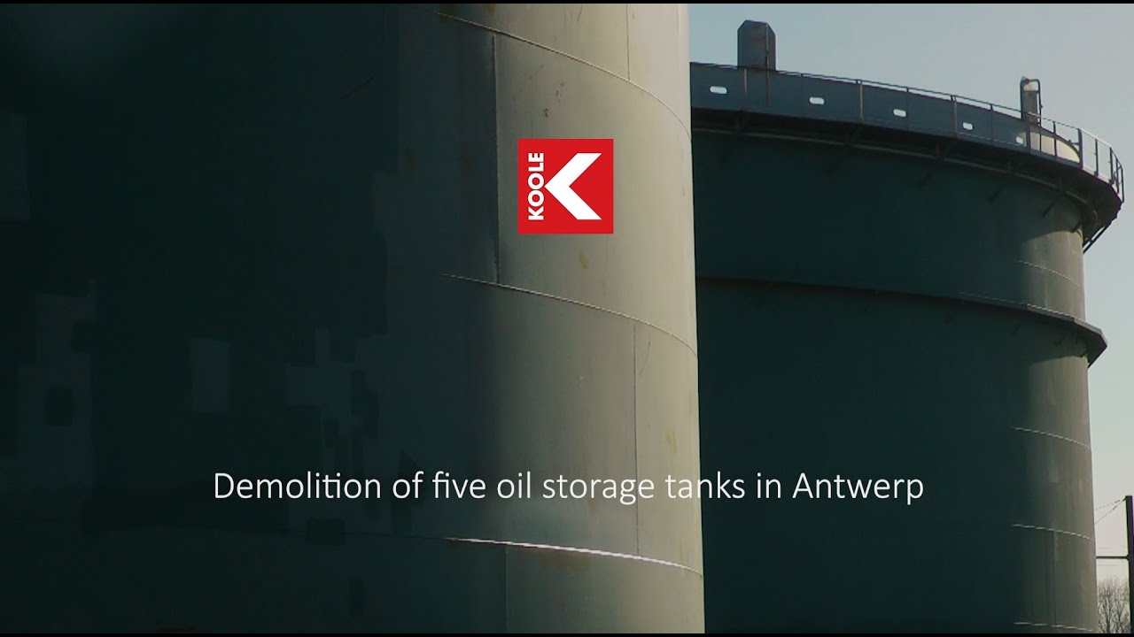 Demolition of Five oil storage tanks in Antwerp - YouTube