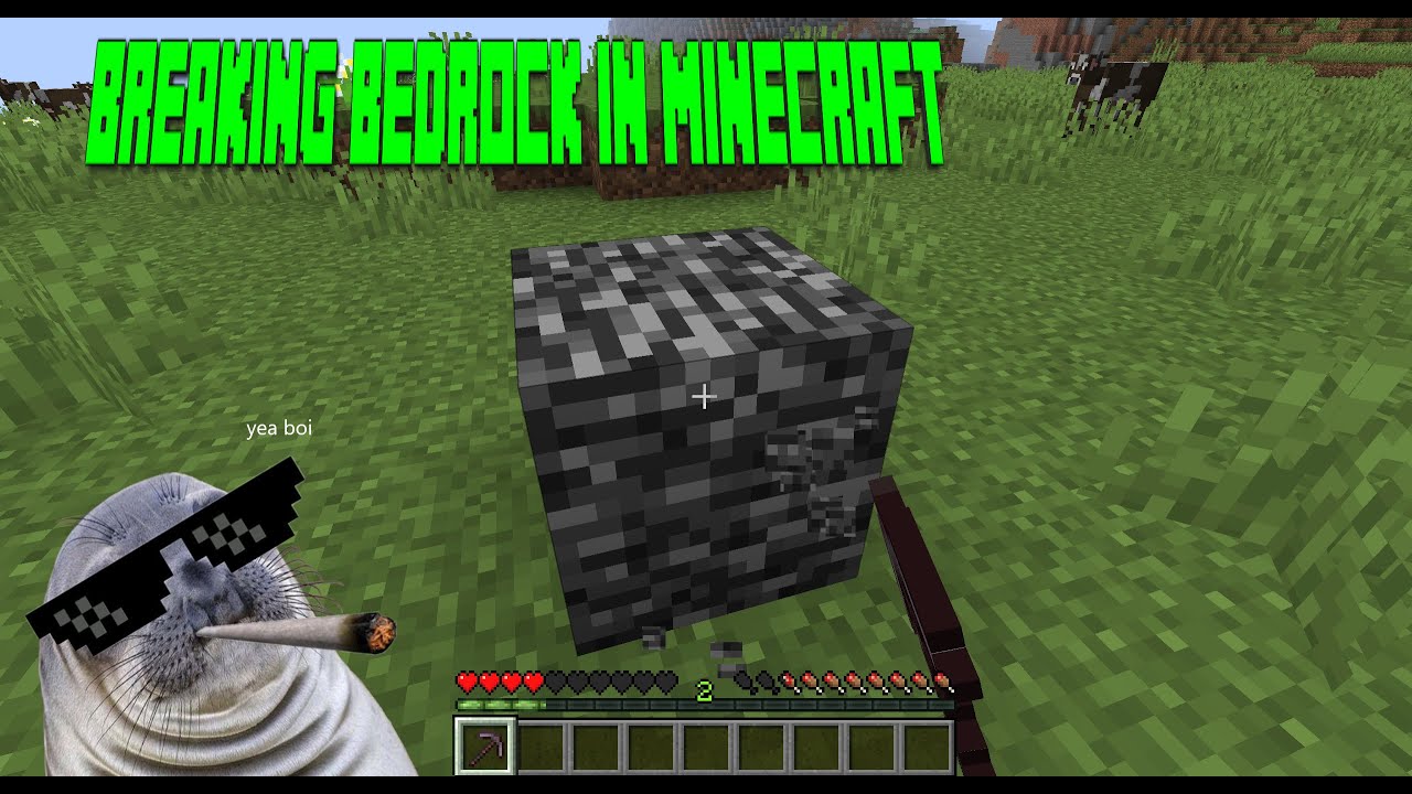 Breaking bedrock in minecraft. - YouTube