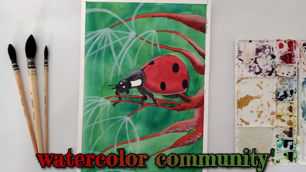 watercolor ladybug|| watercolor painting step by step|| easy watercolor ...
