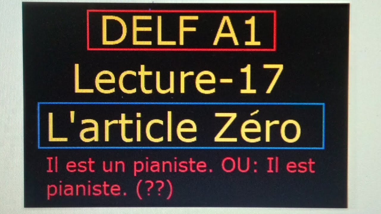 DELF A1 Lecture-17 L'article "zéro" Zero article - YouTube