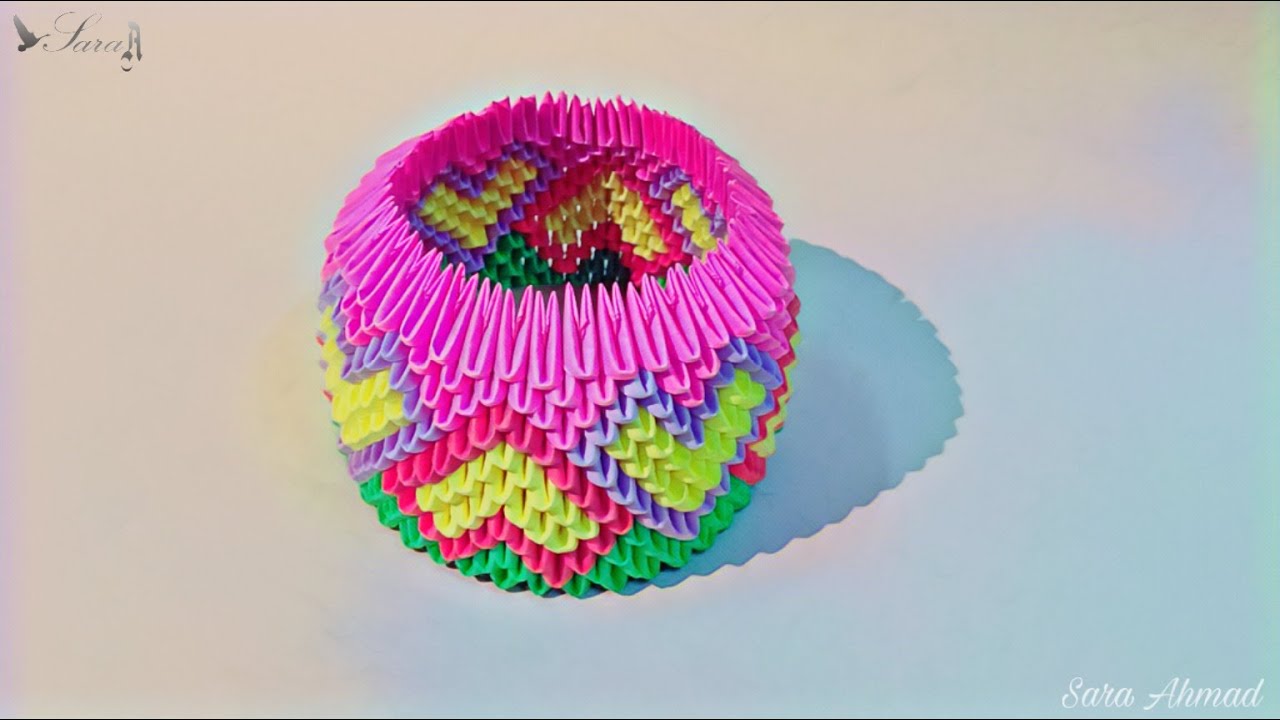 How to make 3d origami pen holder 62 - YouTube