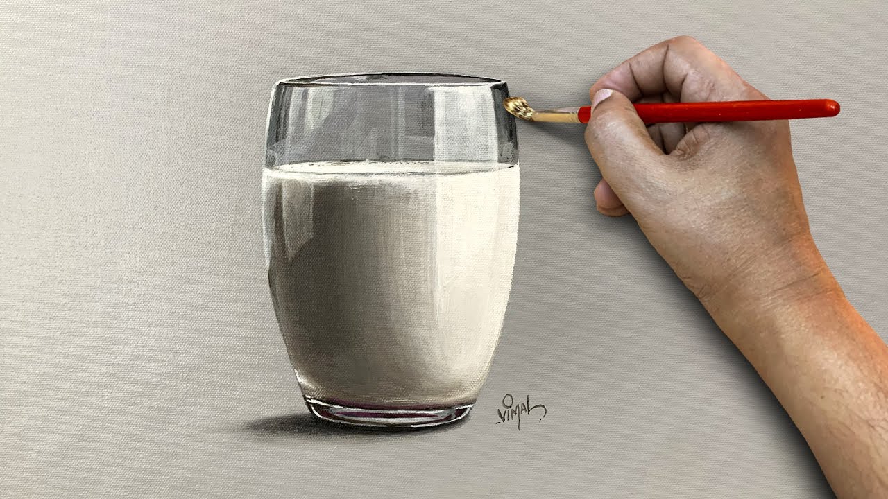 Painting a Glass of Milk I Acrylic Painting Process I The Artistry of ...