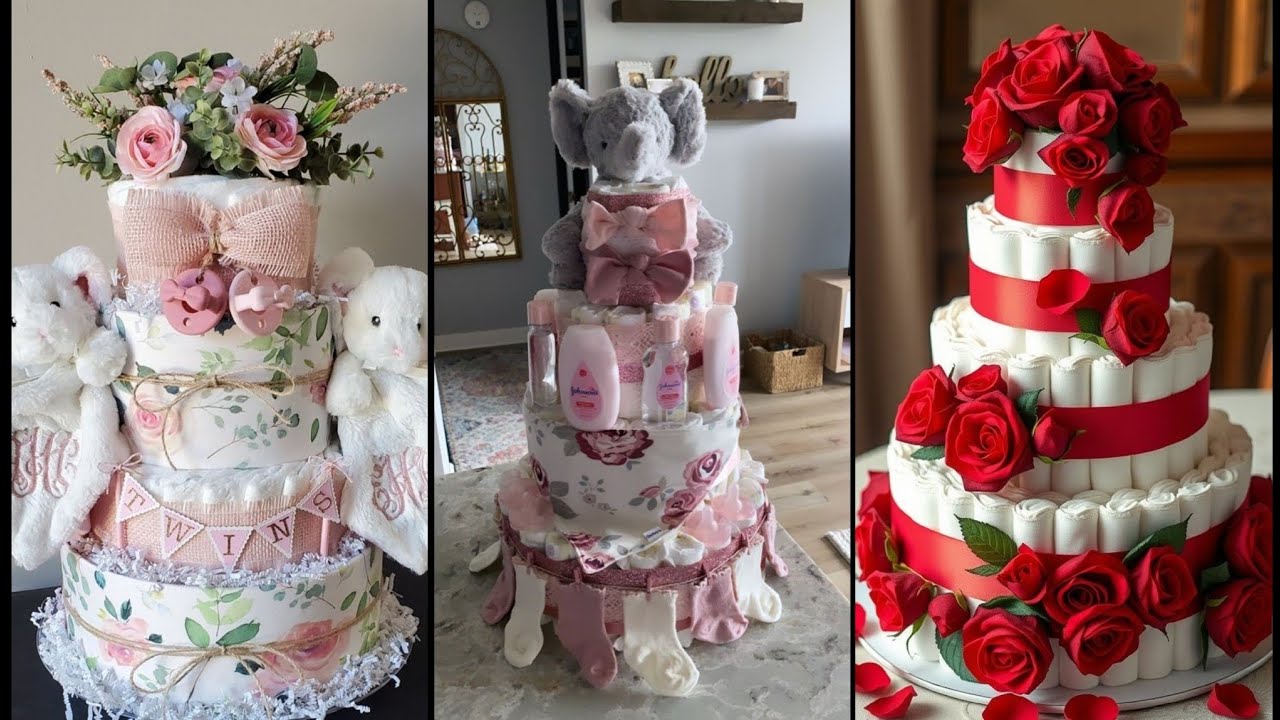 Most Amazing Diapers Cake Designs // Stunning diapers Cake Ideas # ...