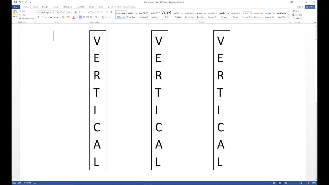 MS Word Vertical Text - YouTube