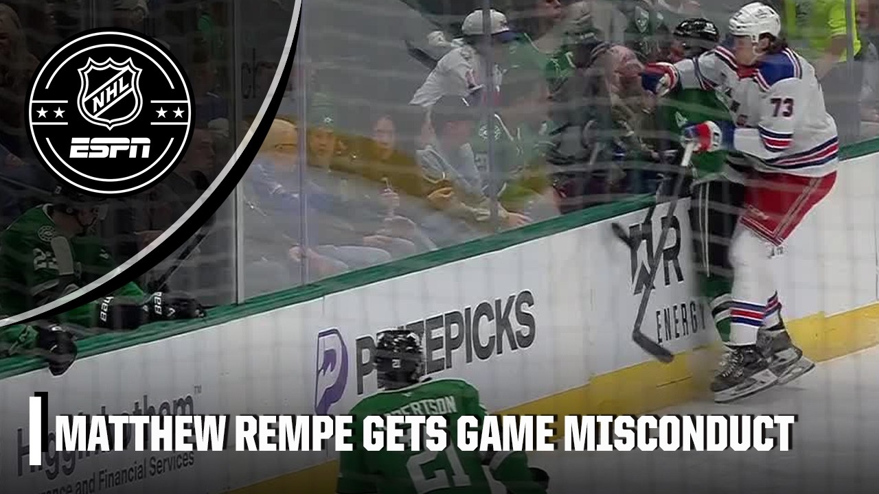Matthew Rempe ejected for hit on Miro Heiskanen | NHL on ESPN - YouTube