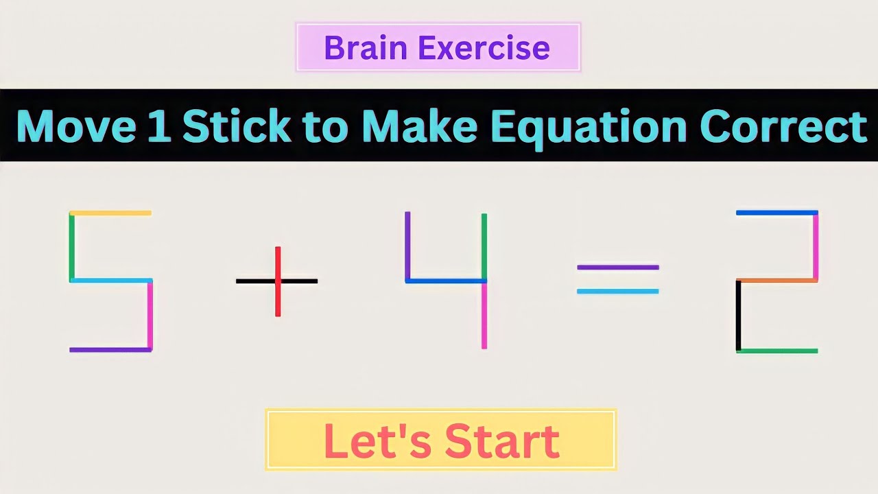 Move 1 Stick To Make Equation Correct, Tricky Stick Puzzle. _33 ...