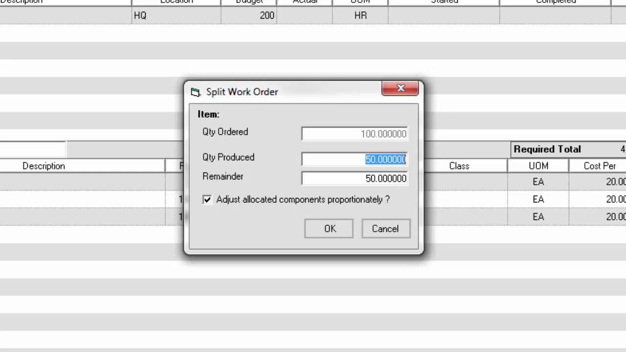 Splitting a Work Order - YouTube