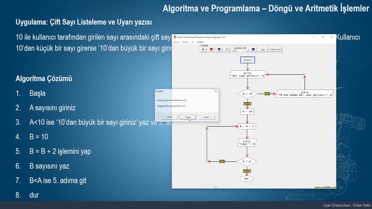 21. Algoritma ve Programlama Dersleri: Çift Sayı Listeleme ve Uyarı ...