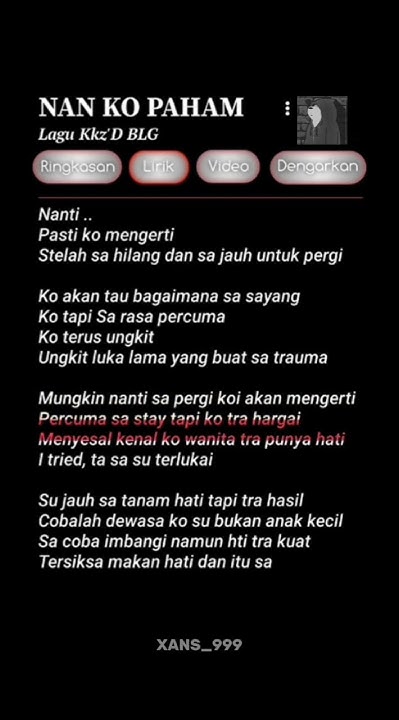 LIRIK LAGU NAN KO PAHAM #liriklagu #music #fyp #shorts - YouTube