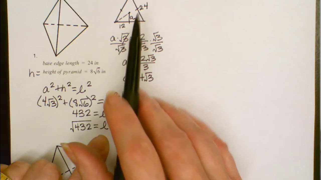 Surface Area And Volume Of Triangular Pyramids With Equilateral Surface Area And Volume Of Triangular Pyramids With Equilateral