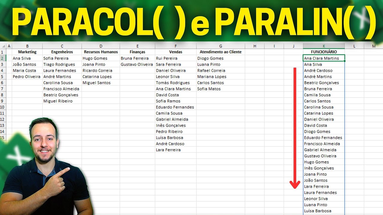 Nova Função Excel! PARALIN e PARACOL com Exemplos Práticos de Uso e ...