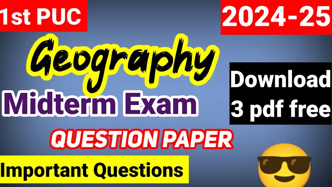 1st PUC Geography Midterm Exam Question Paper Karnataka Board 2024-25 ...