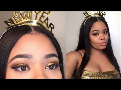 NEW YEARS EVE MAKEUP TUTORIAL | GOLD GLITTER NYE GLAM - YouTube