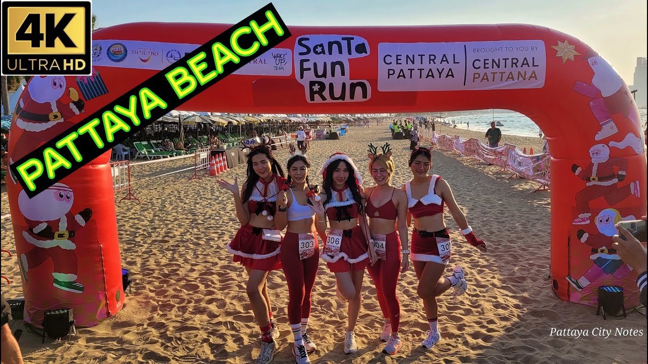 Santa Fun Run 2024 on the Pattaya Beach and Beautiful Sunset 21th ...