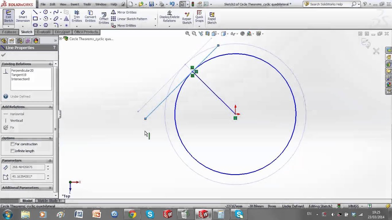 Circle theorems tangent perpendicular to a radius - YouTube