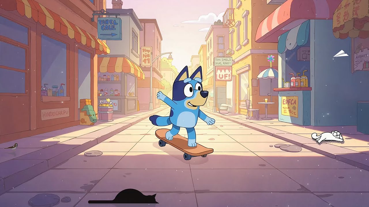 Bluey's Skate Day in the City 🎧 Relaxing Lofi Music for Stress Relief ...