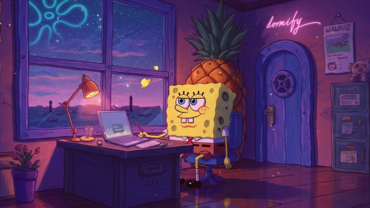 【Study And Chill】🌇 SpongeBob Sunset Study Room – Lofi Hip Hop Mix ...