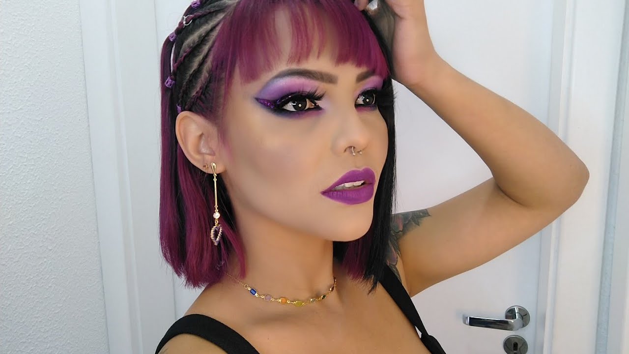 MAKE ROXA COM GLITTER. - YouTube