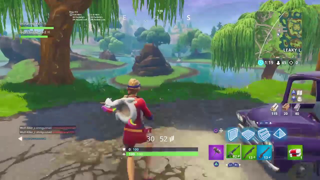 Playing fortnite squad fill - YouTube
