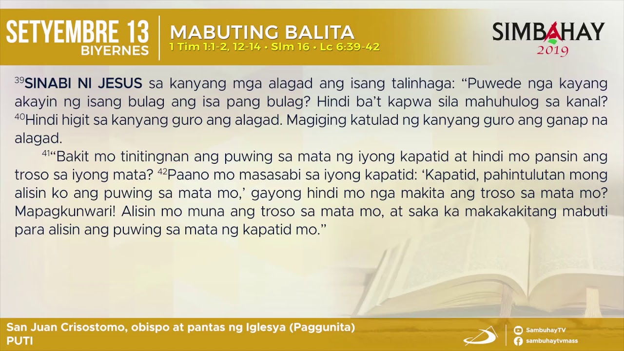 Simbahay I Ang Paggunita kay San Juan Crisostomo, obispo at pantas ng ...