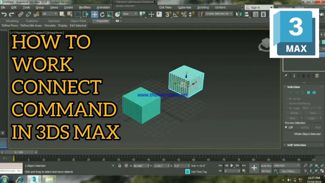 How to work connect command in 3d max 2018 - YouTube