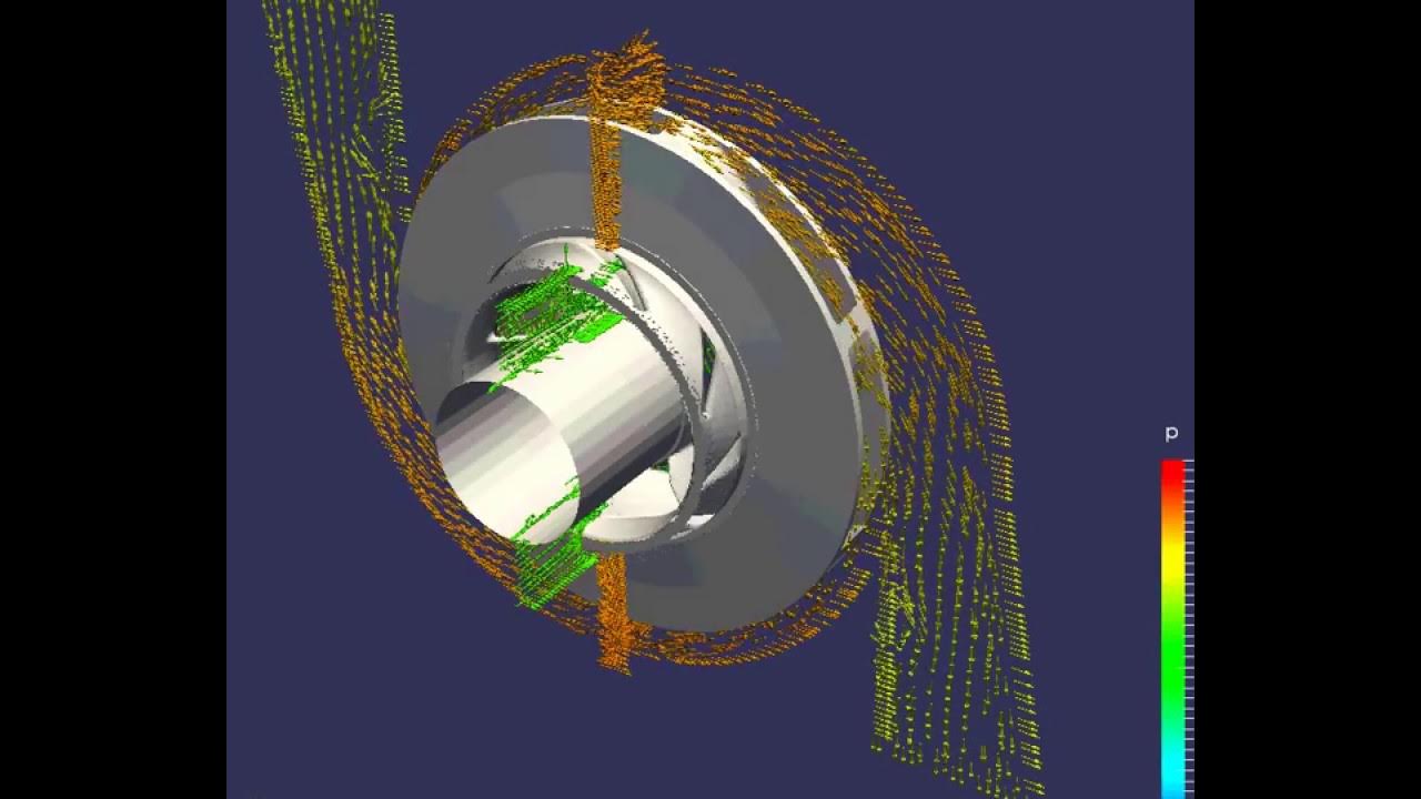 Turbomachinery CFD simulation using Openfoam pimpleDyMFoam 2860 RPM 1000 GPM - YouTube