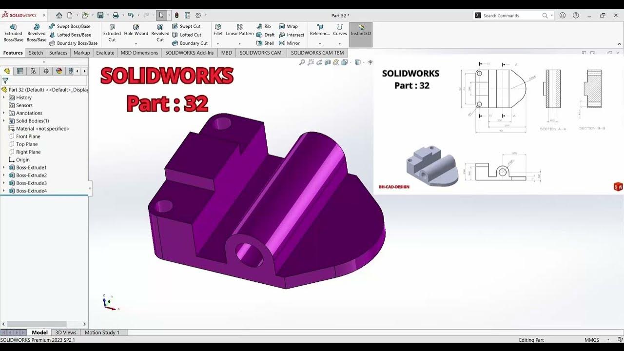 SolidWorks tutorial 3D Modeling: Part 32 - YouTube