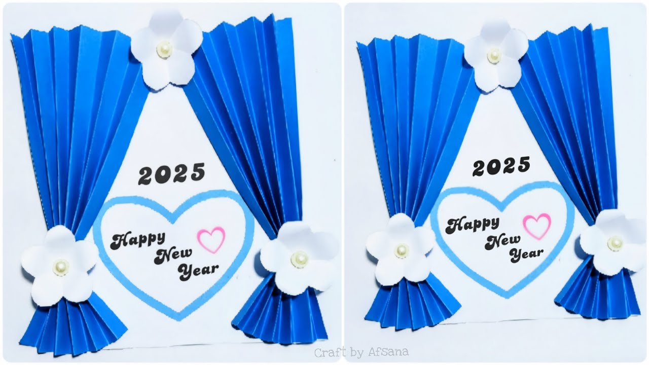 DIY Happy New Year Card 2025 Beautiful Handmade White Paper New Year ...