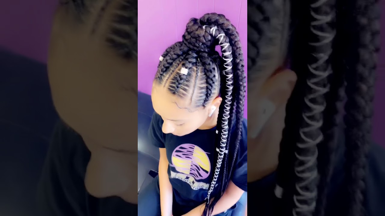 Feedin/stitches cornrows ponytails - YouTube