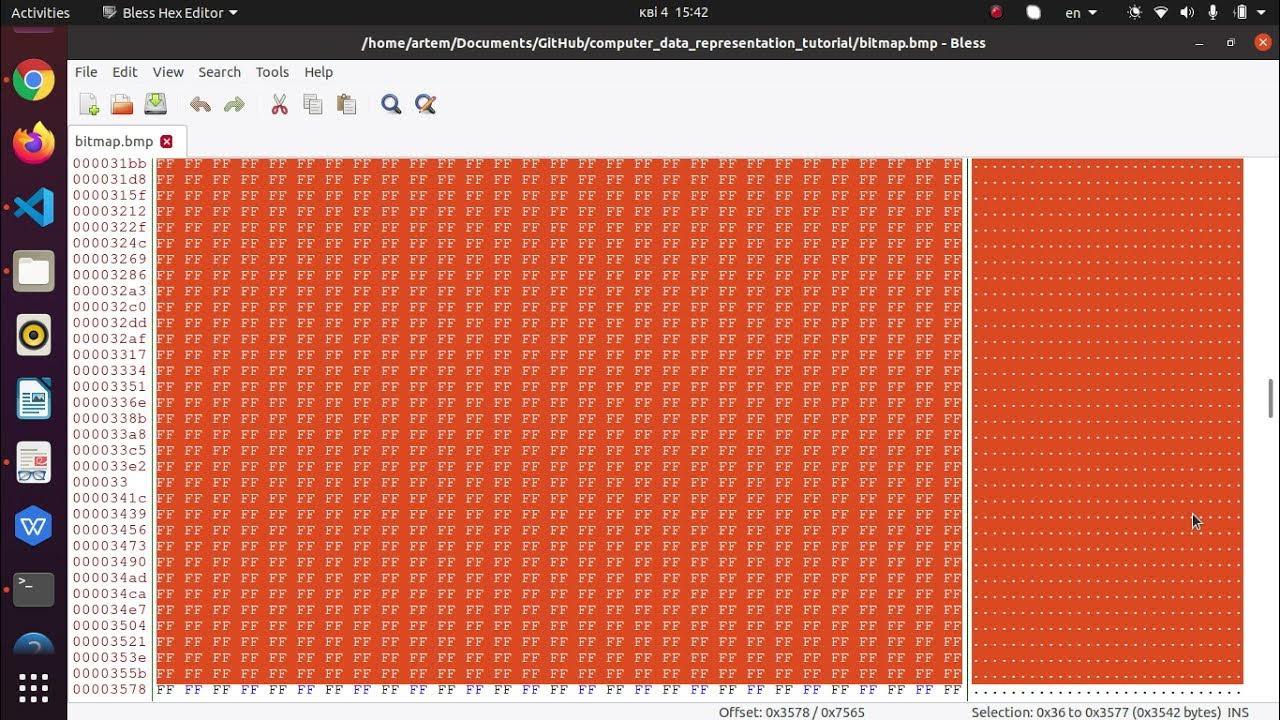 How images are represented in binary (organization of BMP and SVG files ...