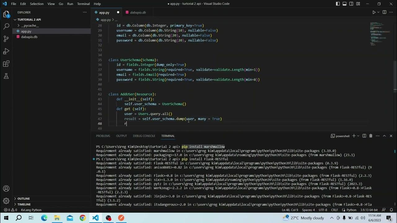 Flask Restful with Sqlalchemy full Tutorial using postman - YouTube