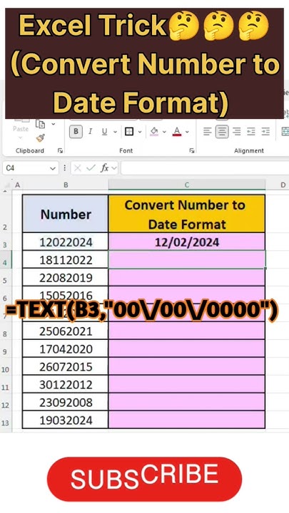 ExcelTrick🤔#Convert Numbers to Date Format in Excel#exceltips#TEXT ...
