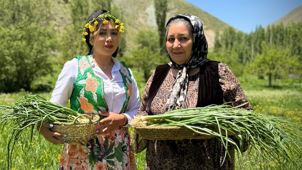 Cooking a Local Kurdish Bread with Onion in the Beautiful Nature of ...