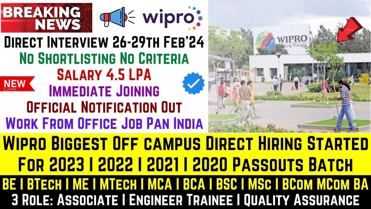 Wipro Biggest Hiring Update 2024 | Direct Attend Wipro Interview From ...