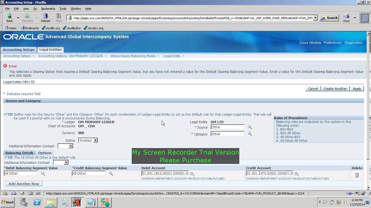 oracle creation of inter and intra company - YouTube
