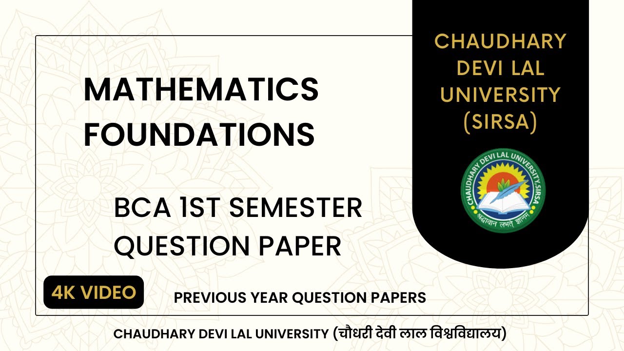 Mathematics Foundations | BCA 1st\first semester question papers 2022 ...