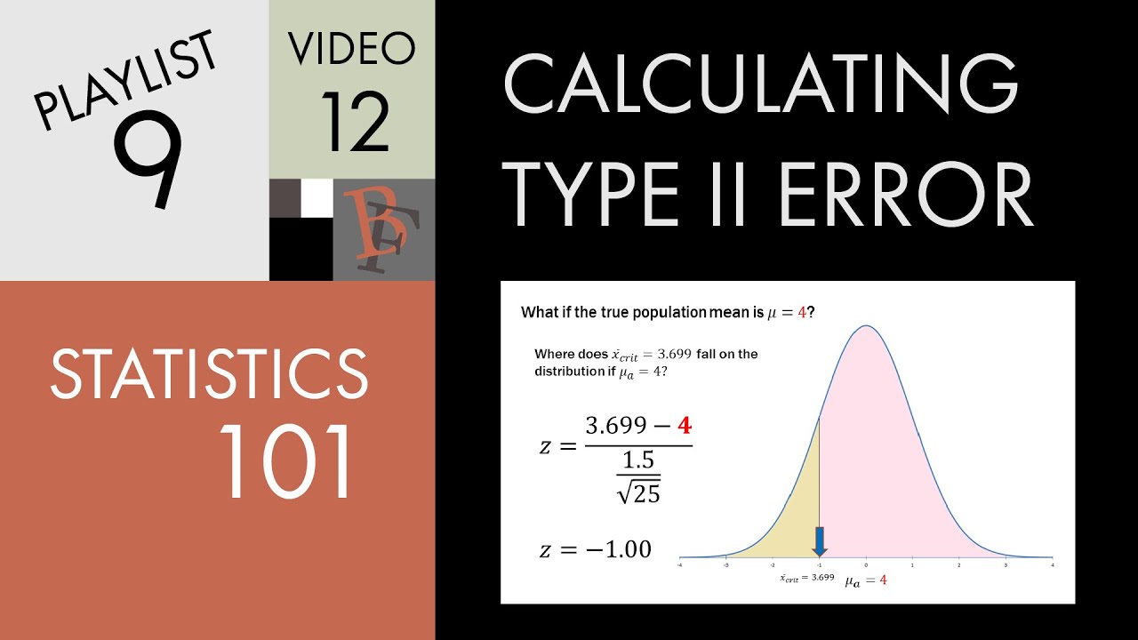 Statistics 101 Calculating Type II Error Concept With Example YouTube