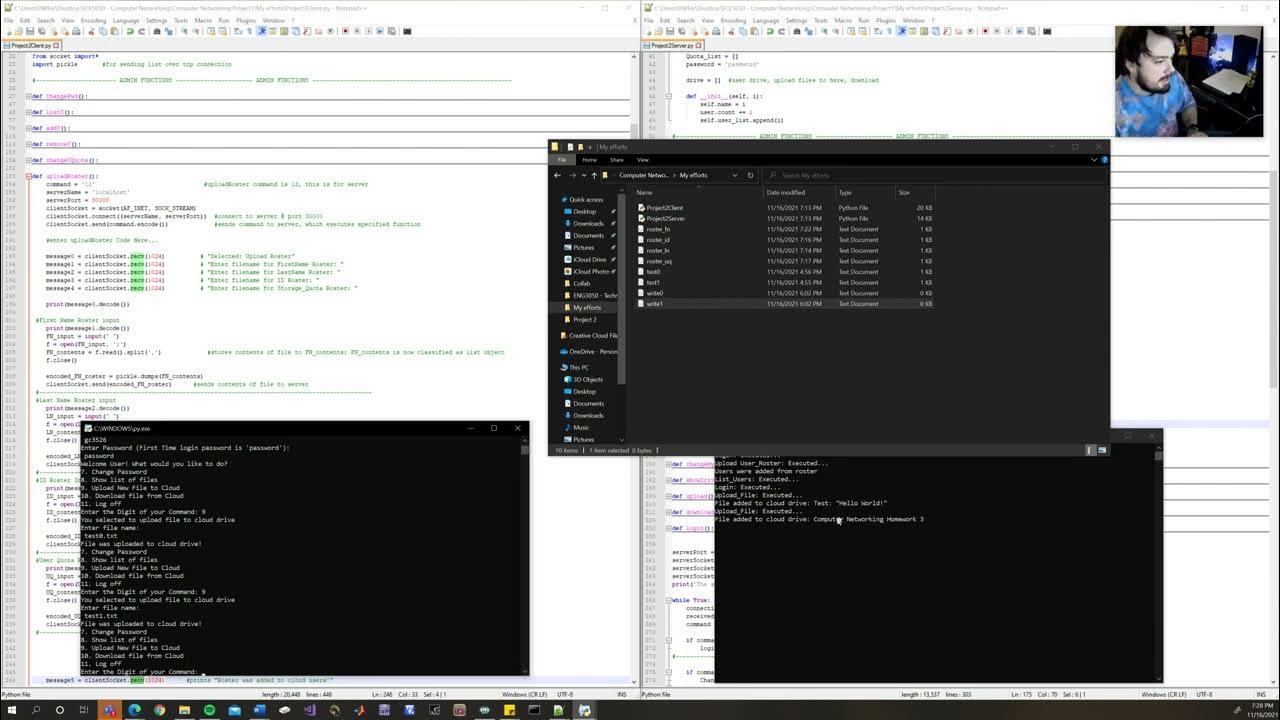 Client/Server Cloud Storage using Python Socket Programming (2 of 2) - YouTube