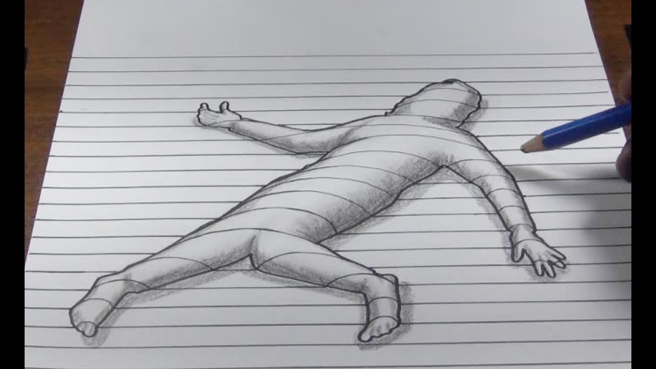 SHOCK U!How to Draw in 3D Accident victim Optical illusion - YouTube
