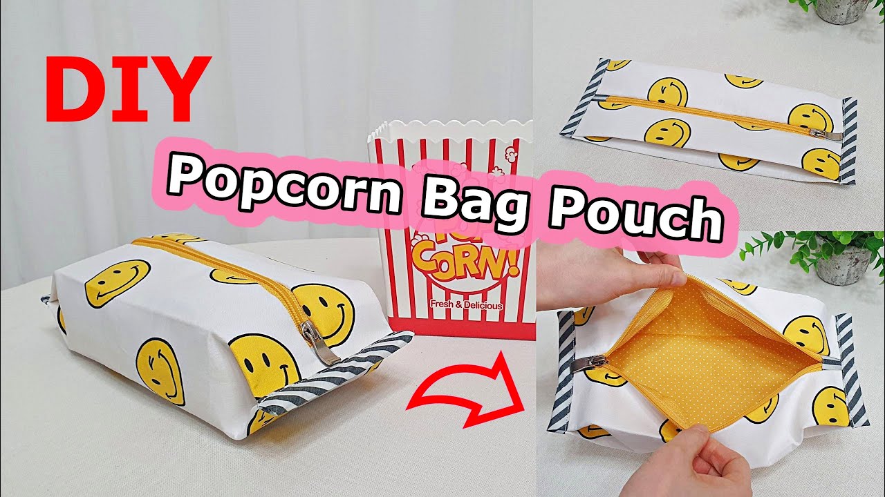 DIY 팝콘봉지파우치 만들기/ Popcorn Bag Pouch/ 지퍼파우치만들기/zipper pouch/ Sewing ...